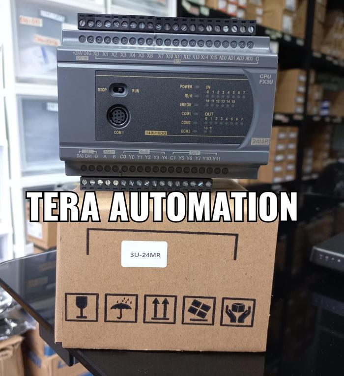 Jual PLC FX3U 24MR FX3U-24MT RS232 RS485 24VDC PLC - FX3U-24MR ...