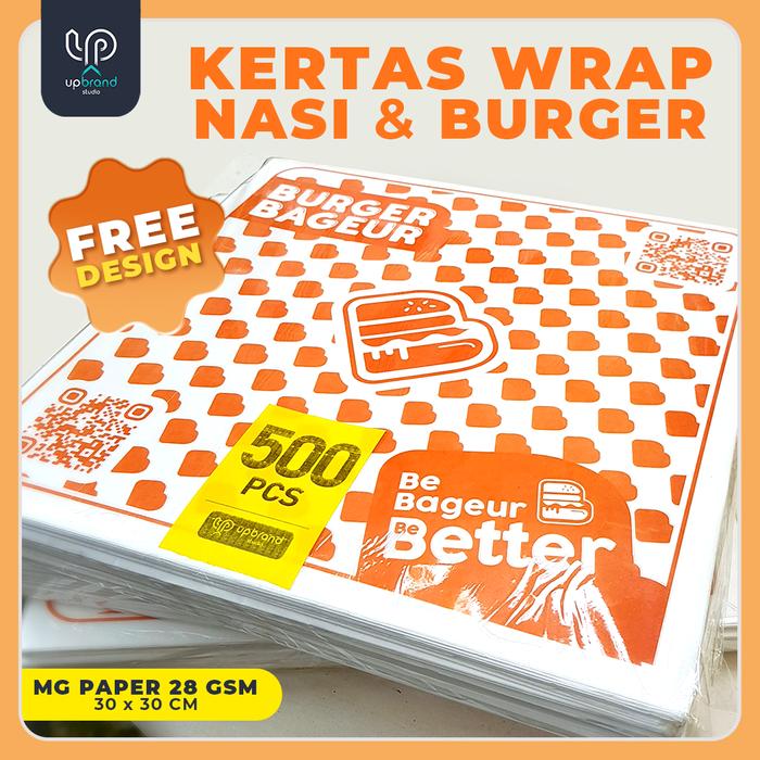 Jual CETAK KERTAS NASI KFC BURGER HOT DOG - CUSTOM MG PAPER 30 x 30 CM ...