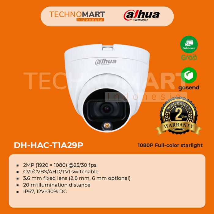 Jual DH-HAC-T1A29P - DAHUA HD CAMERA 2MP INDOOR TURRET FULL COLOR ...
