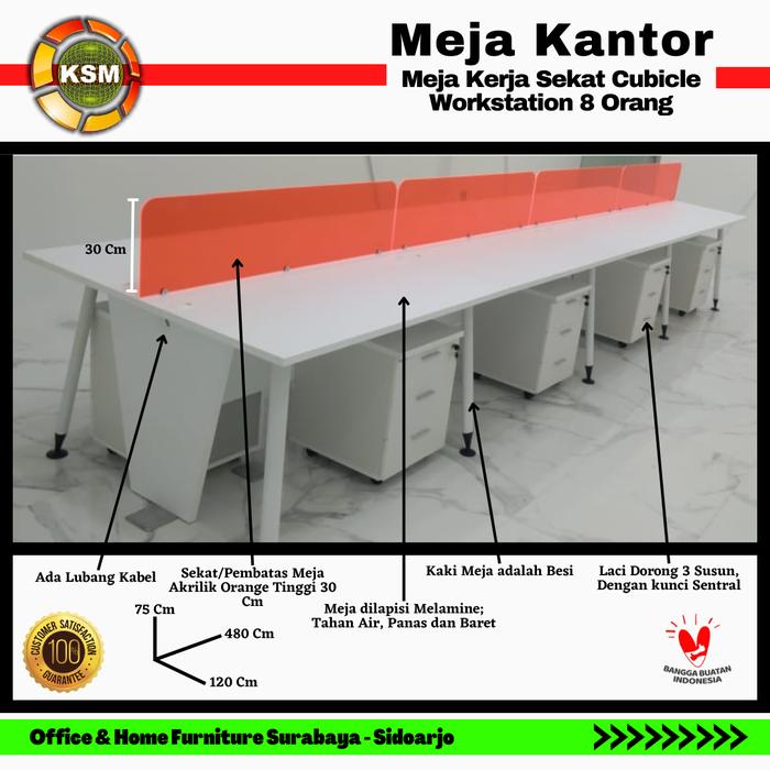 Jual Meja Kerja Kantor Cubicle Workstation Sekat 8 Orang Staff Admin ...