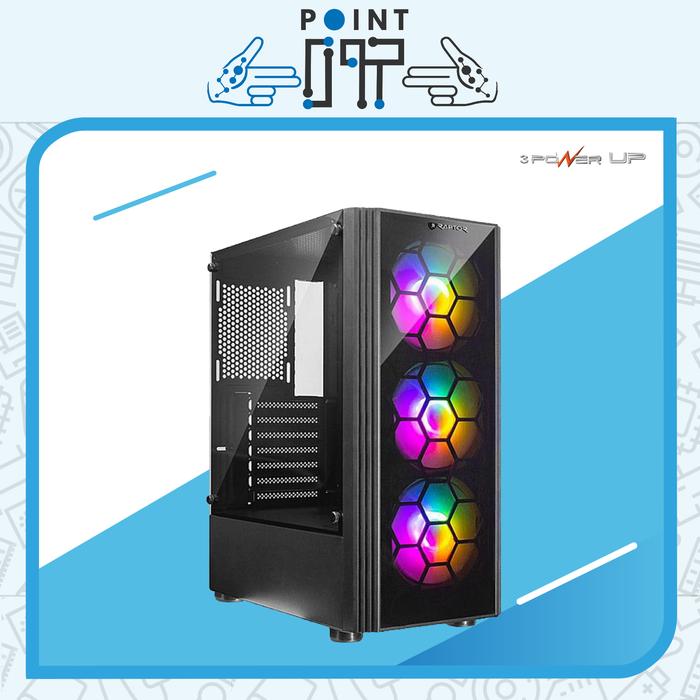 Jual Casing PC Gaming Power Up Raptor 1631 with 3 FAN LED ATX Gaming ...