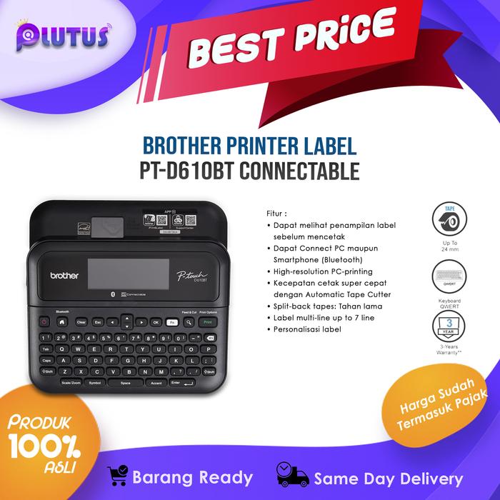 Jual Brother Printer Label PT-D610BT Connectable Garansi Resmi ...