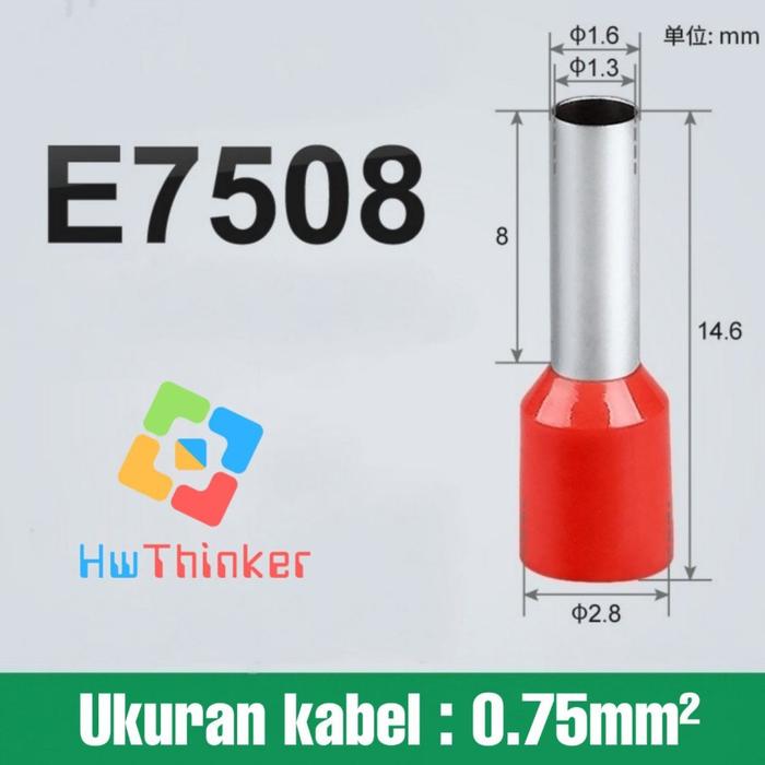 Jual Skun Kabel Tusuk Ferrules E0308 E0508 E1008 E1508 E2508 E7508 Ferules - E7508, Cokelat ...