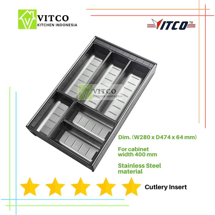 Jual VITCO Stainless Steel Cutlery Insert Tray/Tempat alat makan Laci ...
