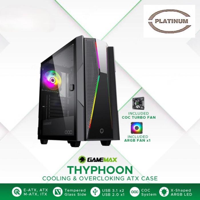 Jual Gamemax Casing Typhoon COC System with COC Turbo Fan & ARGB Fan x1 ...