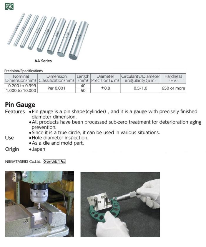 Jual SK Steel Pin Gauge 0.70mm NIIGATA SEIKI AA-0.700 - Kab. Bekasi - Adara Bintang | Tokopedia