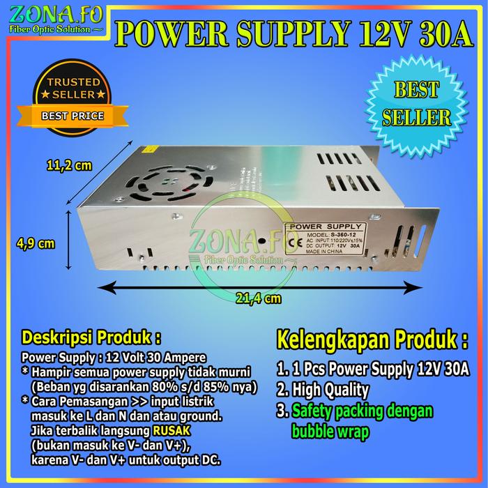 Promo Power Supply 12V 30A PSU 12V 30A Switching Power Supply Kipas 12V ...