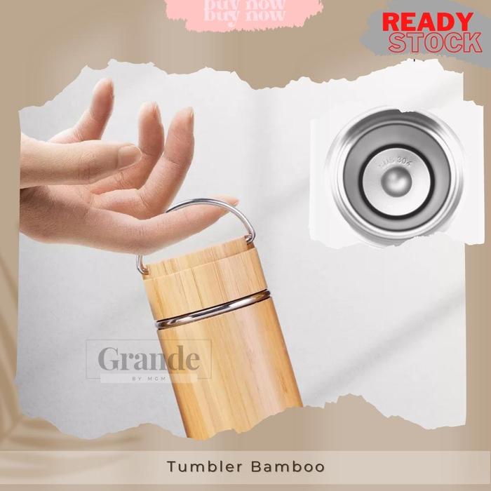 Jual Tumbler Stainless Bamboo 500ml Botol Air Bambu Handle Vaccum Flask ...