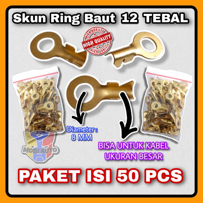 Jual PAKET ISI 50 PCS Skun Ring Baut 12 M8 TEBAL Untuk Kabel Ukuran ...
