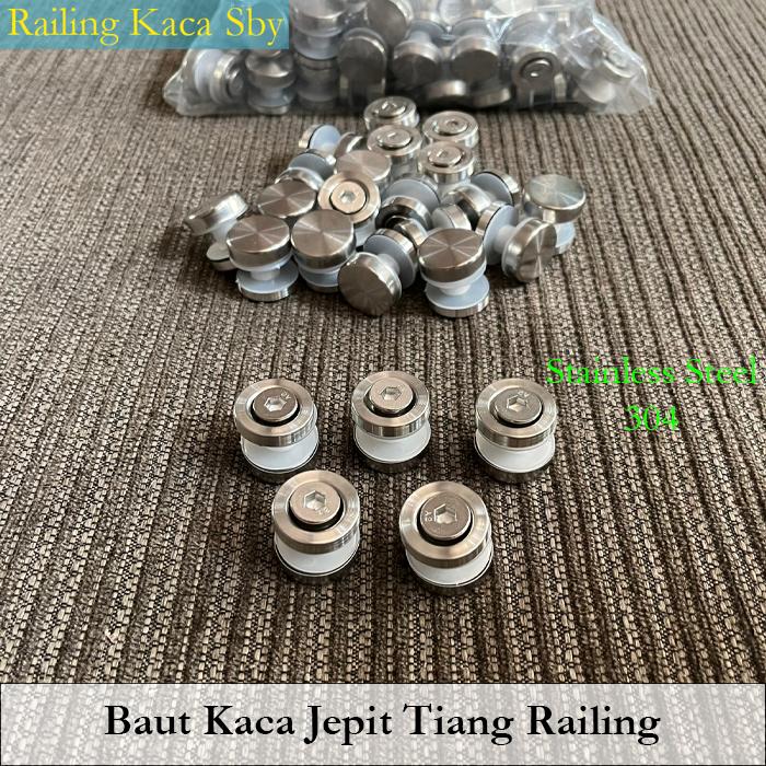Jual BAUT KACA JEPIT TIANG RAILING TANGGA STAINLESS STEEL - SUS304 ...