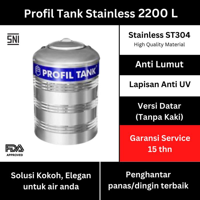 Jual Tandon Tangki Toren Air Stainless Profil Tank 2200 Liter ...
