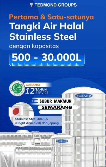 Jual TANGKI STAINLESS STEEL TANDON AIR HALAL 500 LITER GRAND TEDMON ...