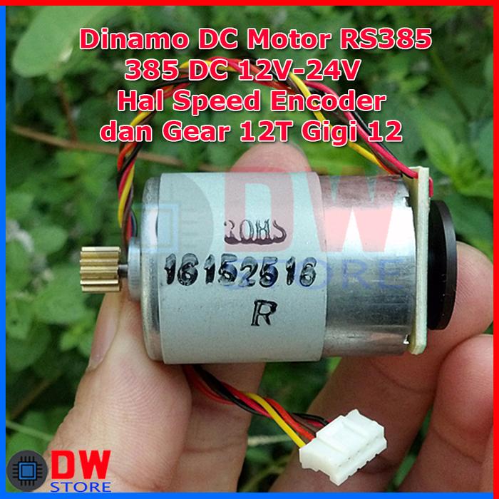 Jual Dinamo DC Motor RS385 RS 385 12V-24V HAL Speed Encoder Sensor RPM ...