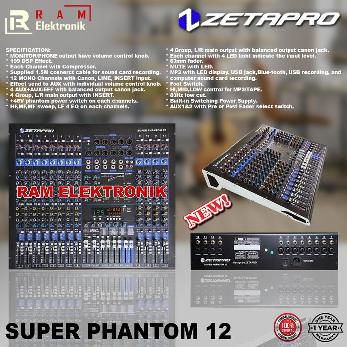 Jual Mixer 12 Channel ZETAPRO Super Phantom 12 Terbaru Original - Jakarta Barat - RAM elektronik ...