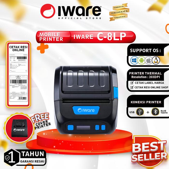 Promo Printer Barcode Thermal Mobile Iware C-8LP 80mm Bluetooth Free ...