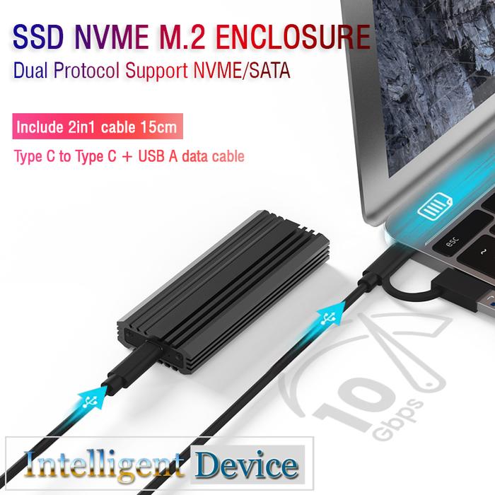 Jual SSD Enclosure M.2 NVMe / SATA Dual Protocol 10 Mbps External Al Case - Jakarta Utara ...