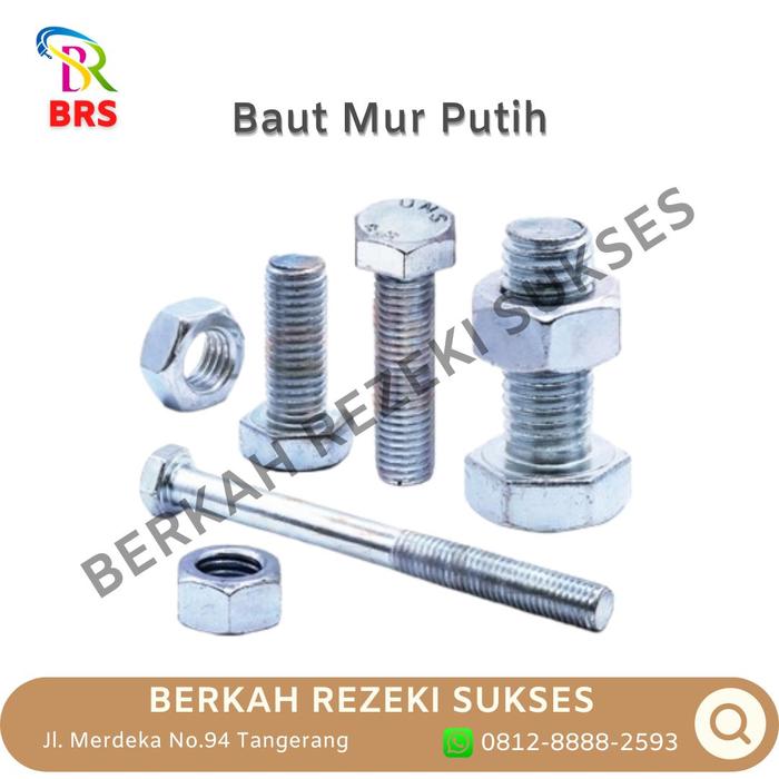 Jual Baut Mur Putih/BMP/Galvanized Plated Bolt& Nut M8 x 15 SAMPAI M8 X 150 - M8 X 20 - Kota ...
