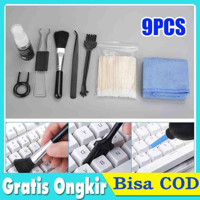 Jual 9 Pcs Alat Pembersih Laptop Kit Keyboard Spray Kuas Sikat Blower ...