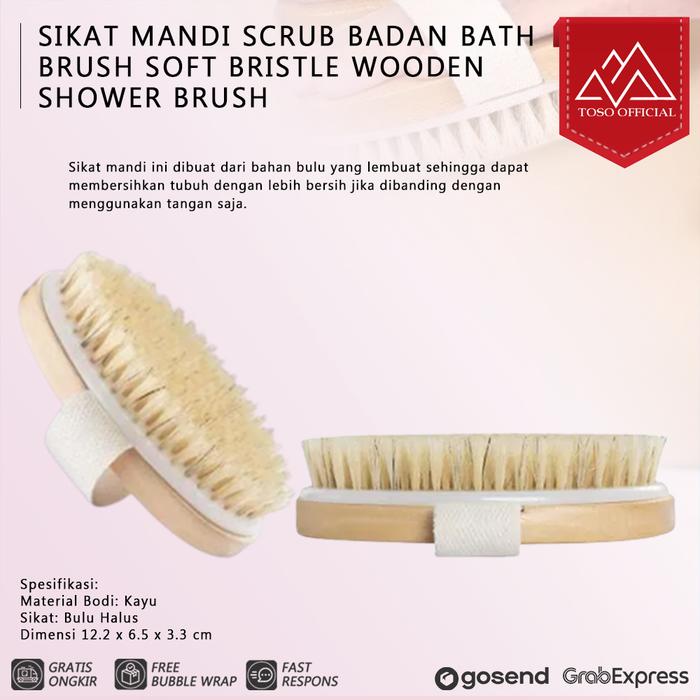 Jual SIKAT MANDI SCRUB BADAN BATH BRUSH SOFT BRISTLE WOODEN SHOWER ...