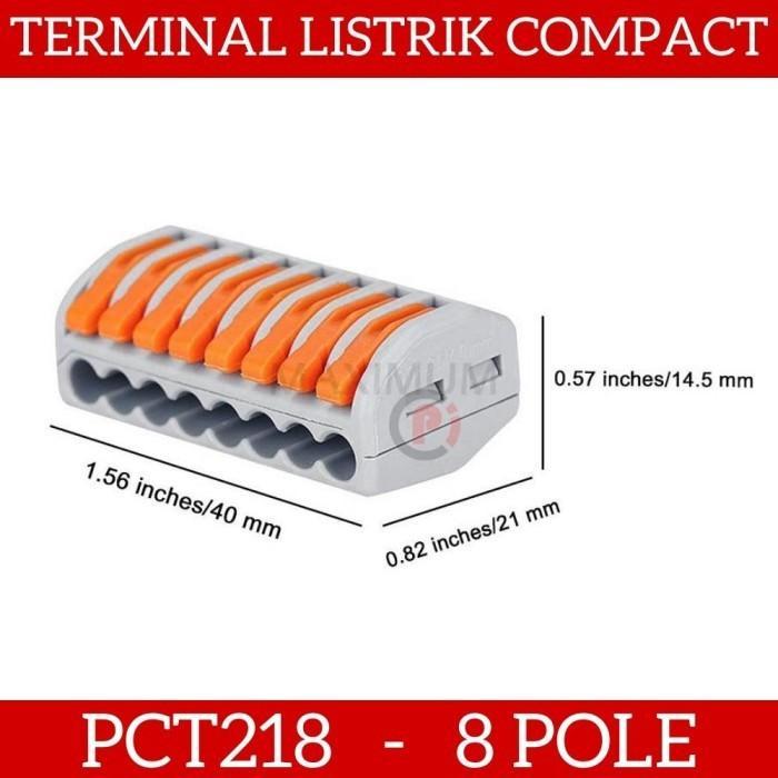Jual COMPACT TERMINAL BLOCK 8P PARALEL 8 JALUR WIRE PIN CONNECTOR PCT ...