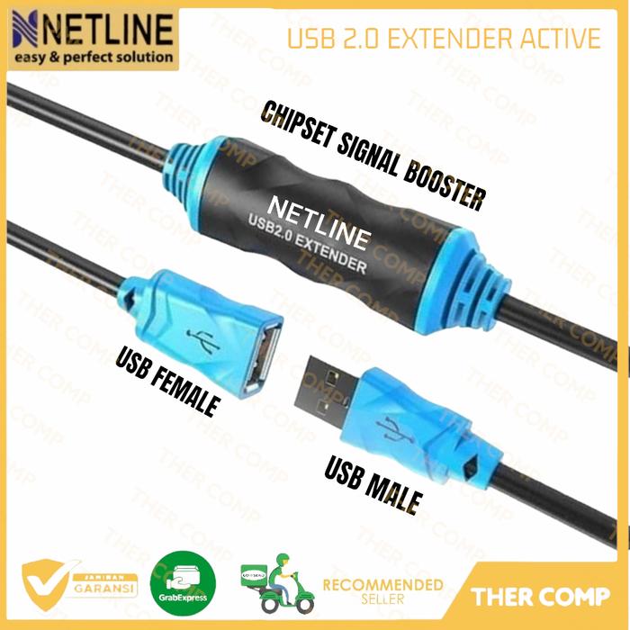 Jual Cable Usb Extension Active 30 Meter Usb 2.0 Extender Aktif Netline ...