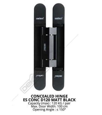 Jual CONCEALED HINGE DEKKSON ADJUSTABLE ES CONC D120 MATT BLACK 120 Kg ...