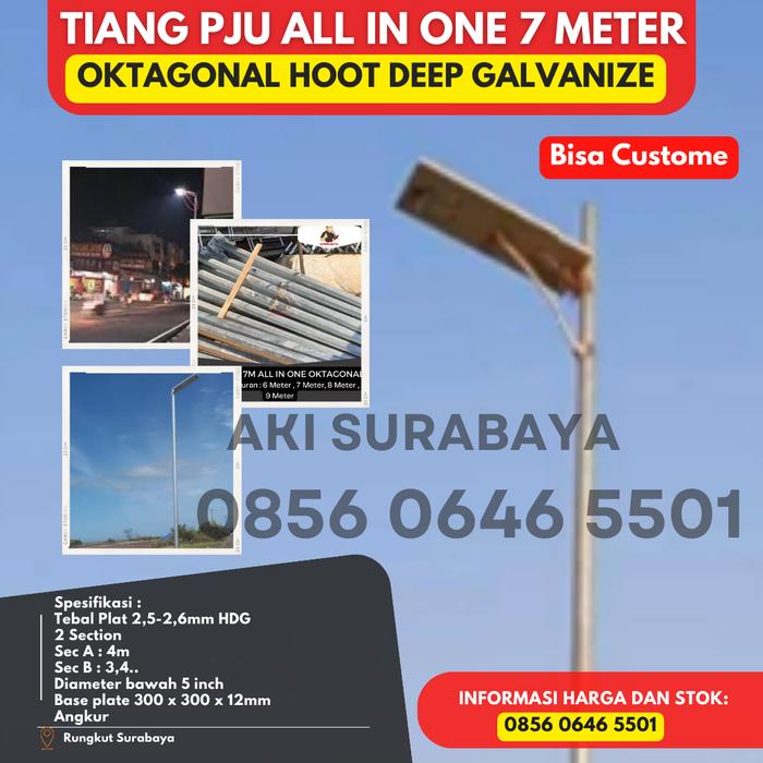 Jual Tiang PJU Lampu Jalan All In One Solar Cell 7 Meter Oktagonal Lurus - Kota Surabaya - aki ...