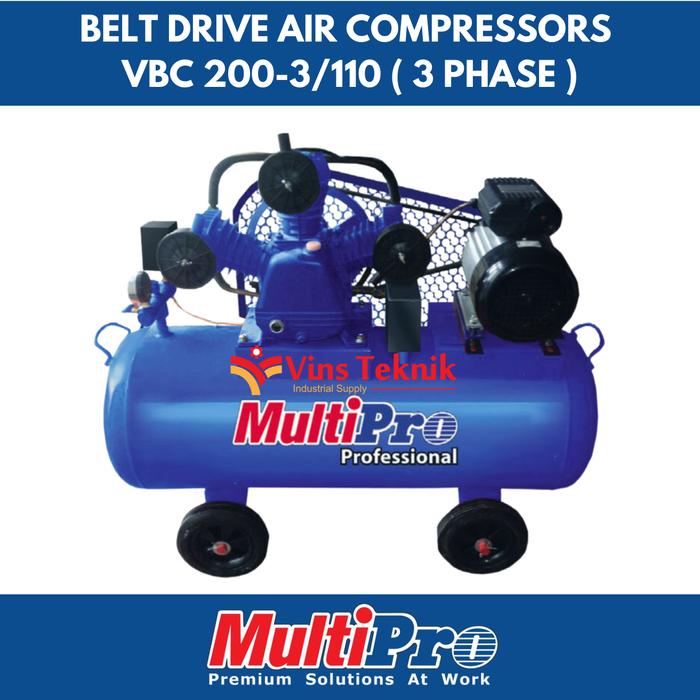 Jual Belt Drive Air Kompresor 10 BAR 3 Phase 2 Hp MULTIPRO VBC 200-3 ...