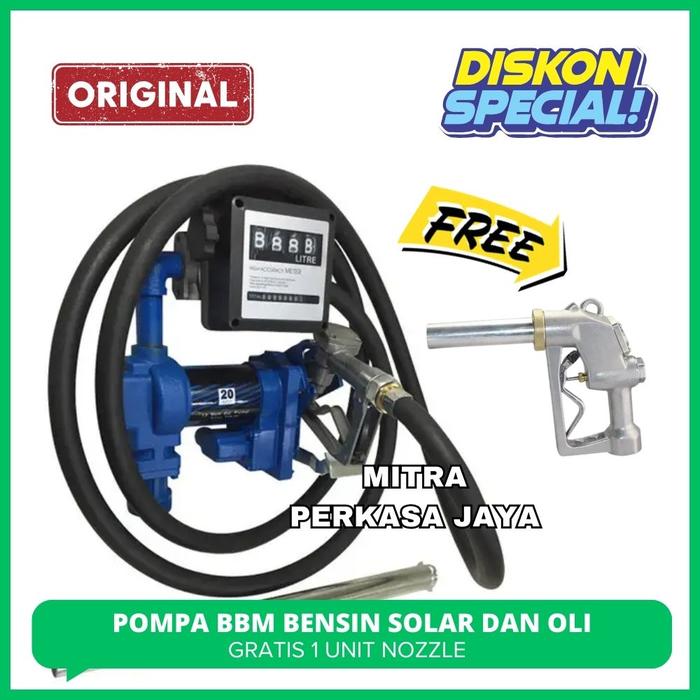 Jual Fuel Pump Flowmeter Solar Bensin Minyak DC 12 Volt Pompa Transfer ...