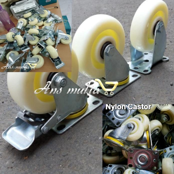 Jual Roda Trolley Nylon Medium Duty 3 inch Set ( 1 Set ) 2 mati, 2 Rem ...