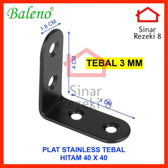 Promo Siku L 40 x 40 mm Stainless HITAM / Ambalan Penyangga Rak Kayu ...