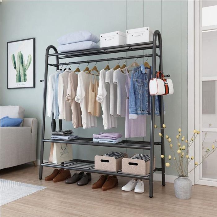 Jual Lemari Baju Besi Rak Standing Hanger Cloth Sepatu Gantung Handuk ...