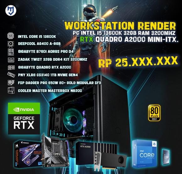 Jual Workstation Render PC Intel I5 13600K 32GB RAM 3200MHz RTX Quadro ...