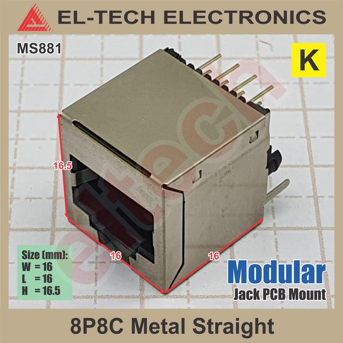 Jual 8P8C RJ45 LAN Modular Jack PCB Metal Pelindung Lurus Konektor ...