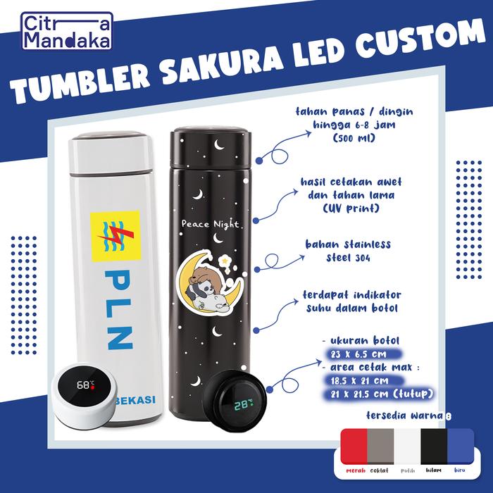 Jual Tumbler Sakura Smart LED Print Custom Logo Termos Botol Cetak UV ...