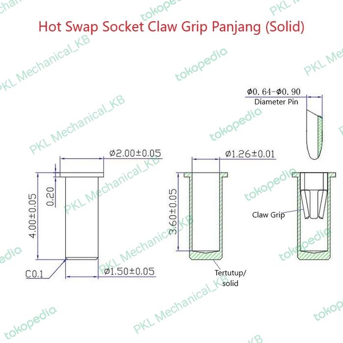 Jual Hotswap Socket Claw Grip PANJANG SOLID THT 4mm Millmax clone mill max - Jakarta Utara - PKL ...