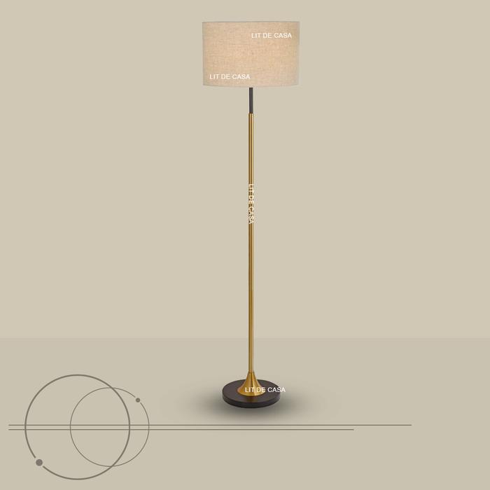 Jual Lampu Lantai Standing Modern Warna Hitam Emas Kap Kain 8109 ...