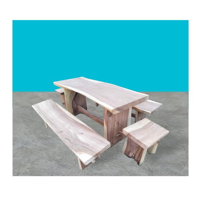 Jual set meja bangku trembesi makan cafe minimalis modern promo ...