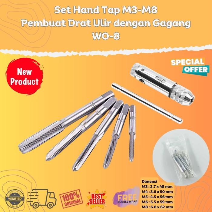 Jual Set Hand Tap M3-M8 Pembuat Drat Ulir Gagang Presisi Efisien Mudah - Jakarta Barat ...