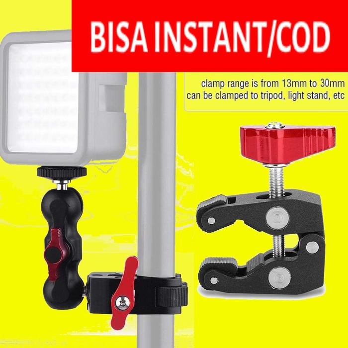 Jual Ball Head Clamp Magic Arm Kamera 1/4 Thread for LED Light - 1420 ...