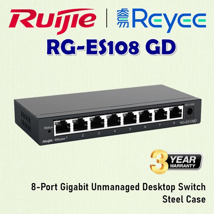Jual RUIJIE 8port Unmanaged Desktop Switch - RG-ES108 GD - Kota ...