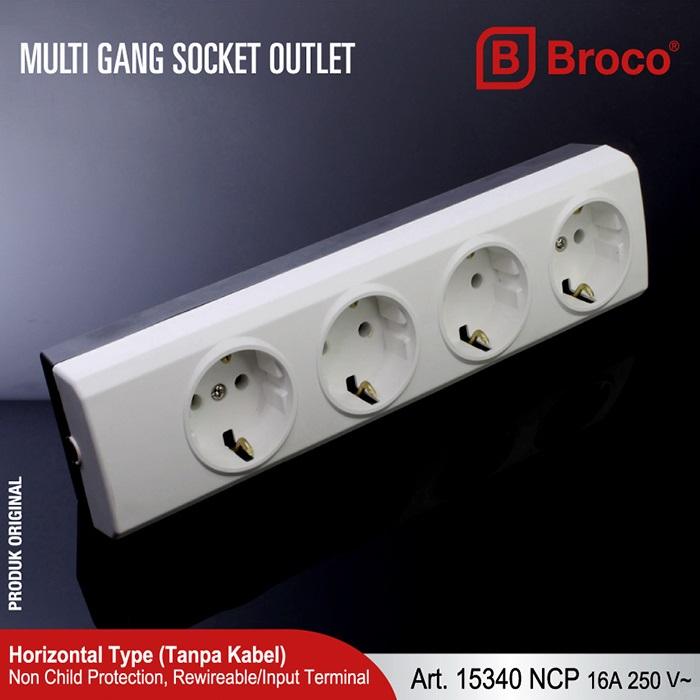 Jual OB Stop Kontak Broco 4 Lubang / Terminal Tempel Outbow 4 lbg ...