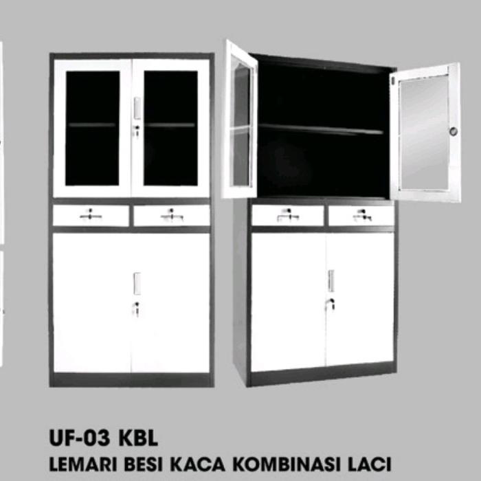 Jual Lemari besi lemari arsip kombinasi kaca dan laci Uno UF 03 KBL - Kab. Tangerang ...