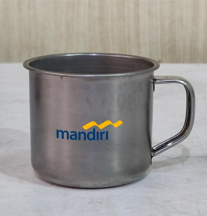 Jual Souvenir Mug Stainless Custom Motif Logo BANK MANDIRI / Cangkir ...