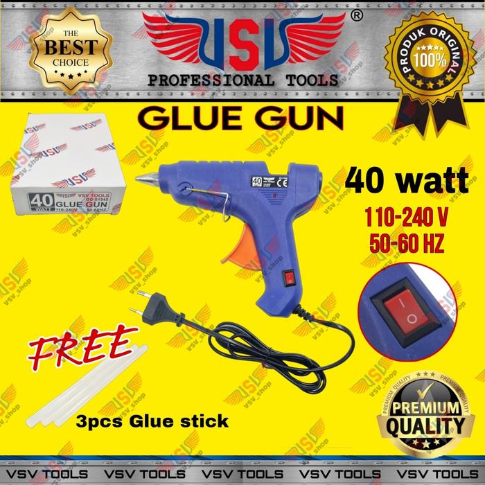Jual Lem Tembak Besar Glue Gun 40Watt VSV Glue Stick Lem Bakar 11.3mm ...