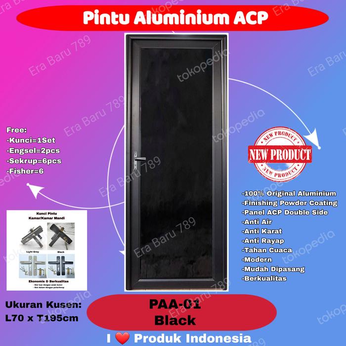 Jual Pintu Aluminium ACP Double Site-Hitam - PAA-01-Hitam, Engsel Kiri ...