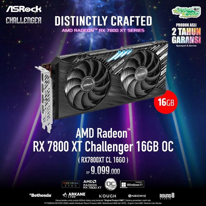 Promo ASROCK AMD RADEON RX 7800 XT CHALLENGER OC 16GB GDDR6 Cicil 0% 3x ...