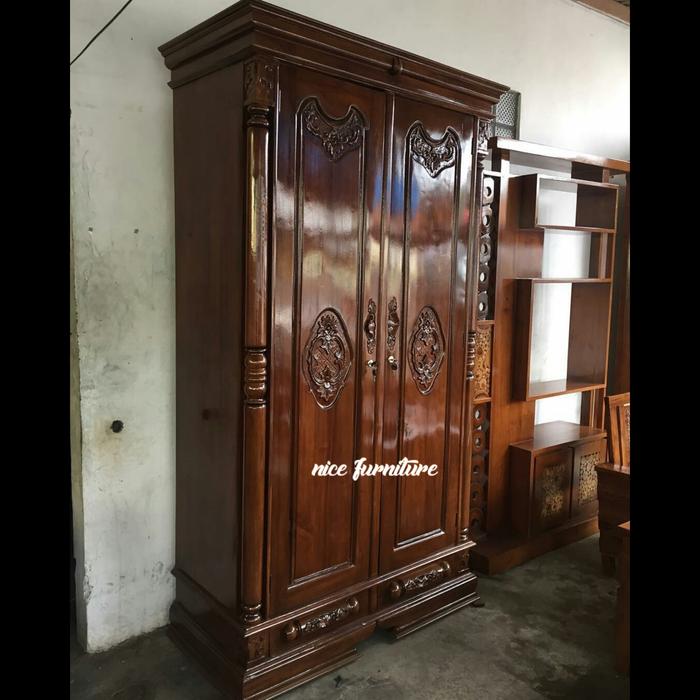 Jual Lemari pakaian atau baju ukiran peluru 2 pintu kayu jati - Kab. Jepara - Nice Furniture ...