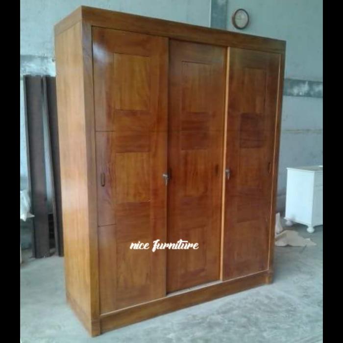 Jual Lemari pakaian pintu sleding minimalis 3 pintu kayu jati - Kab. Jepara - Nice Furniture ...