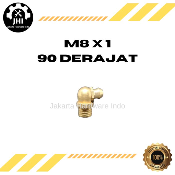 Jual NEPEL GREASE 8MM M8*1 90° / NIPPLE GREASE / NEPEL GEMUK KUNINGAN ...